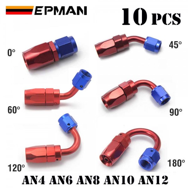 TANSKY 10PCS/LOT Universal AN4/AN6/AN8/AN10/AN12 Straight 0°/45°/60°/90°/120°/180° Degree Oil ...